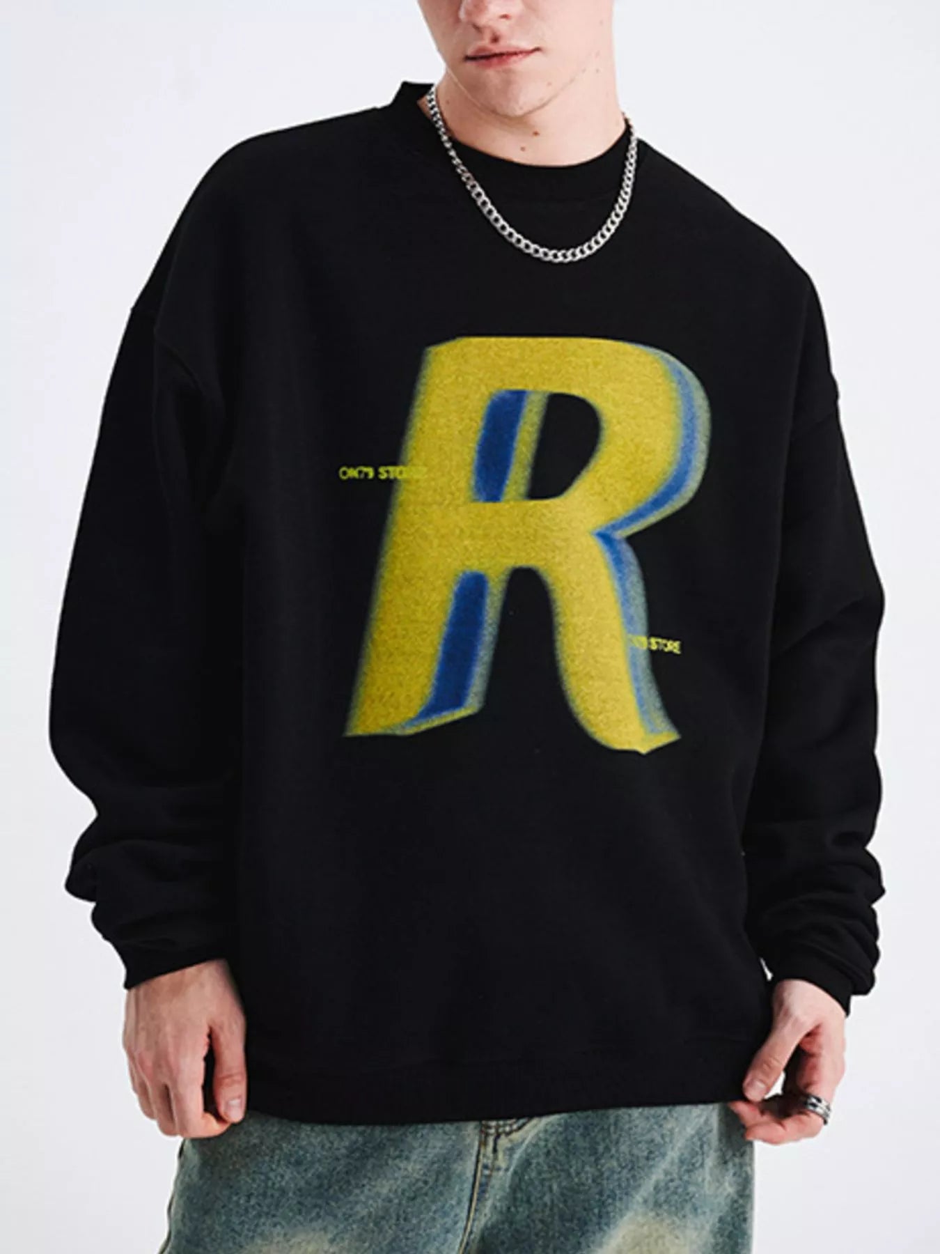 Men's Letter R Drop Shoulder Sweatshirt – o0psty